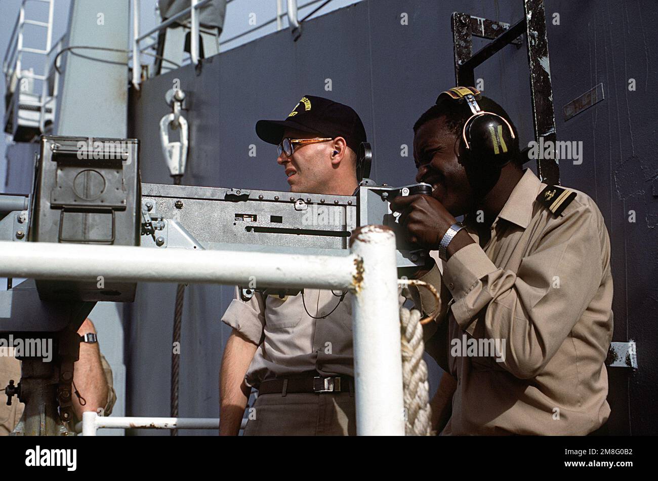 1LT Tiburce Zonon prepares to fire an M-2 .50-caliber machine gun ...