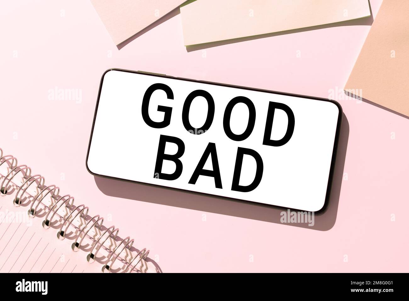 Text caption presenting Good Bad, Word Written on to seem to be going ...