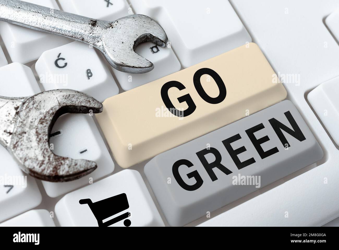 Text caption presenting Go Green. Word Written on making more ...