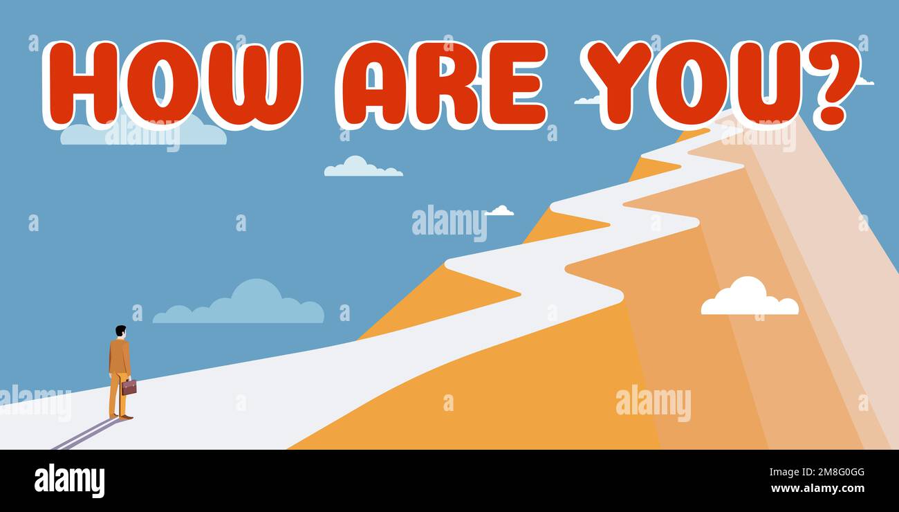 Text caption presenting How Are You. Word for Your Health status Asking ...