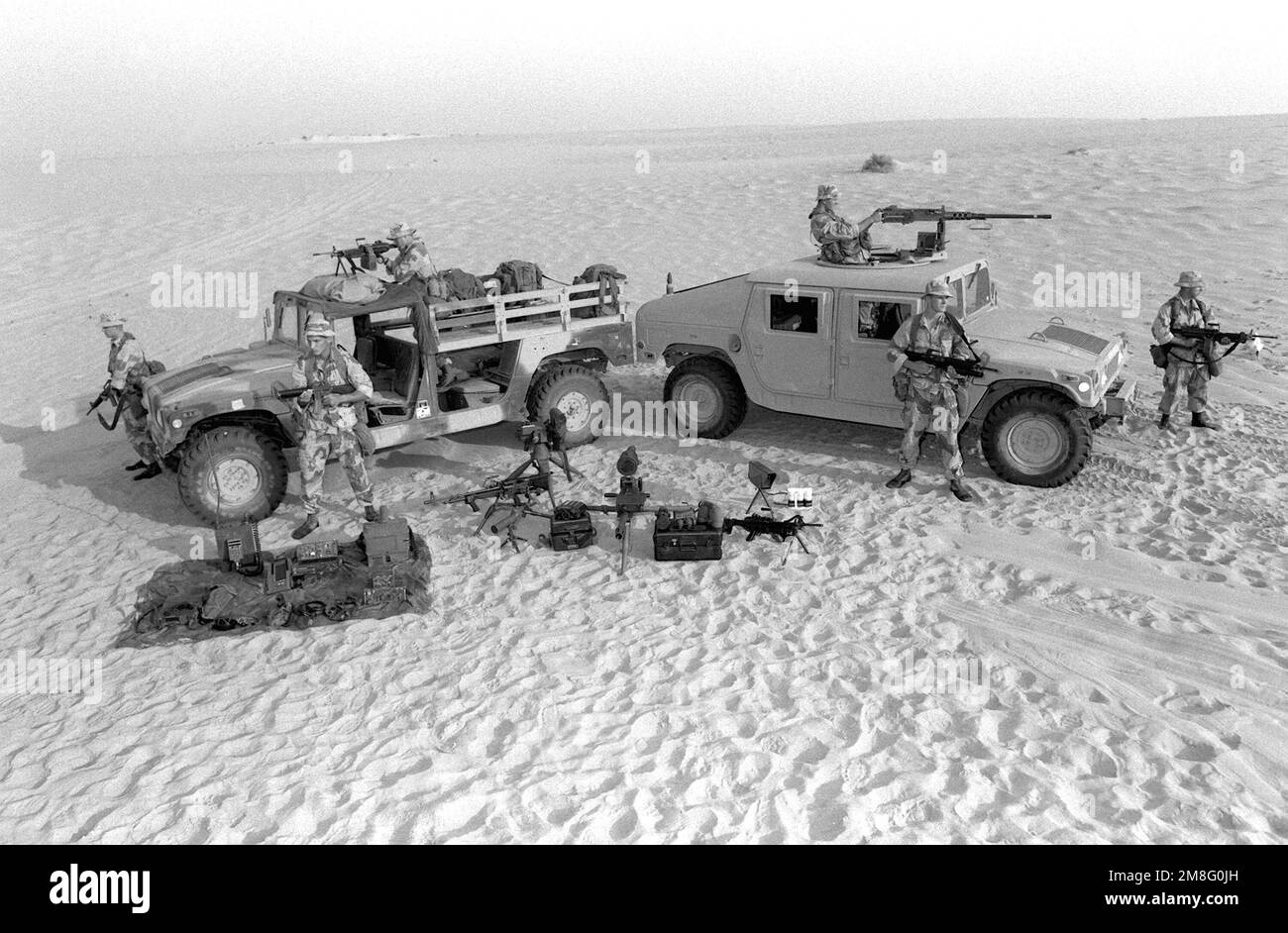 Weapons and equipment used by a Marine reconnaissance team during ...