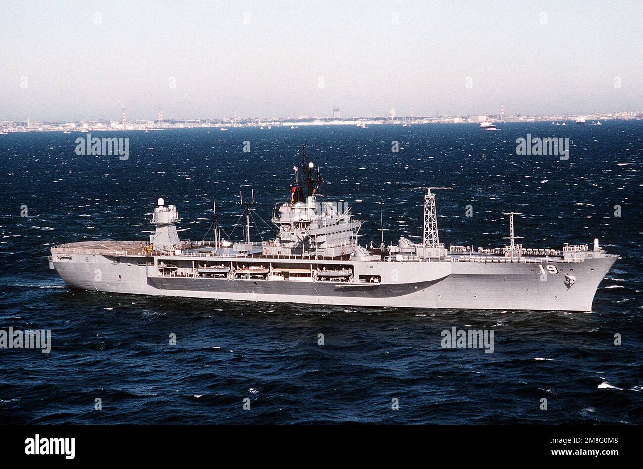 A starboard view of the amphibious command ship USS BLUE RIDGE (LCC-19 ...