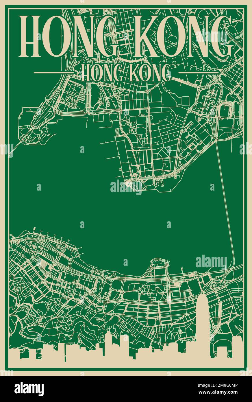 Road network poster of the downtown HONG KONG, CHINA Stock Vector Image ...
