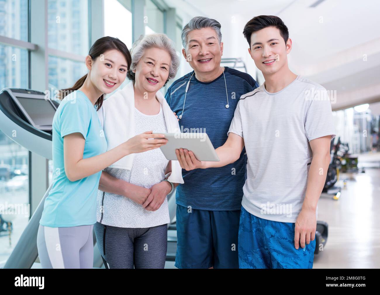 Three under the guidance of personal training in the gym for a workout ...