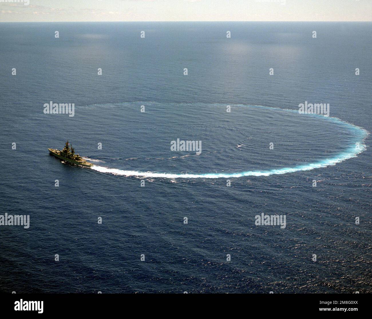 An aerial view of the guided missile cruiser USS REEVES (CG-24 ...