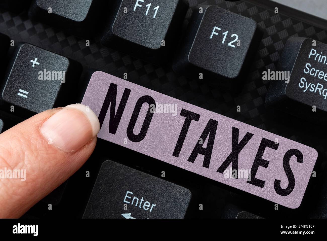 Text sign showing No Taxes. Business showcase certain types of goods ...