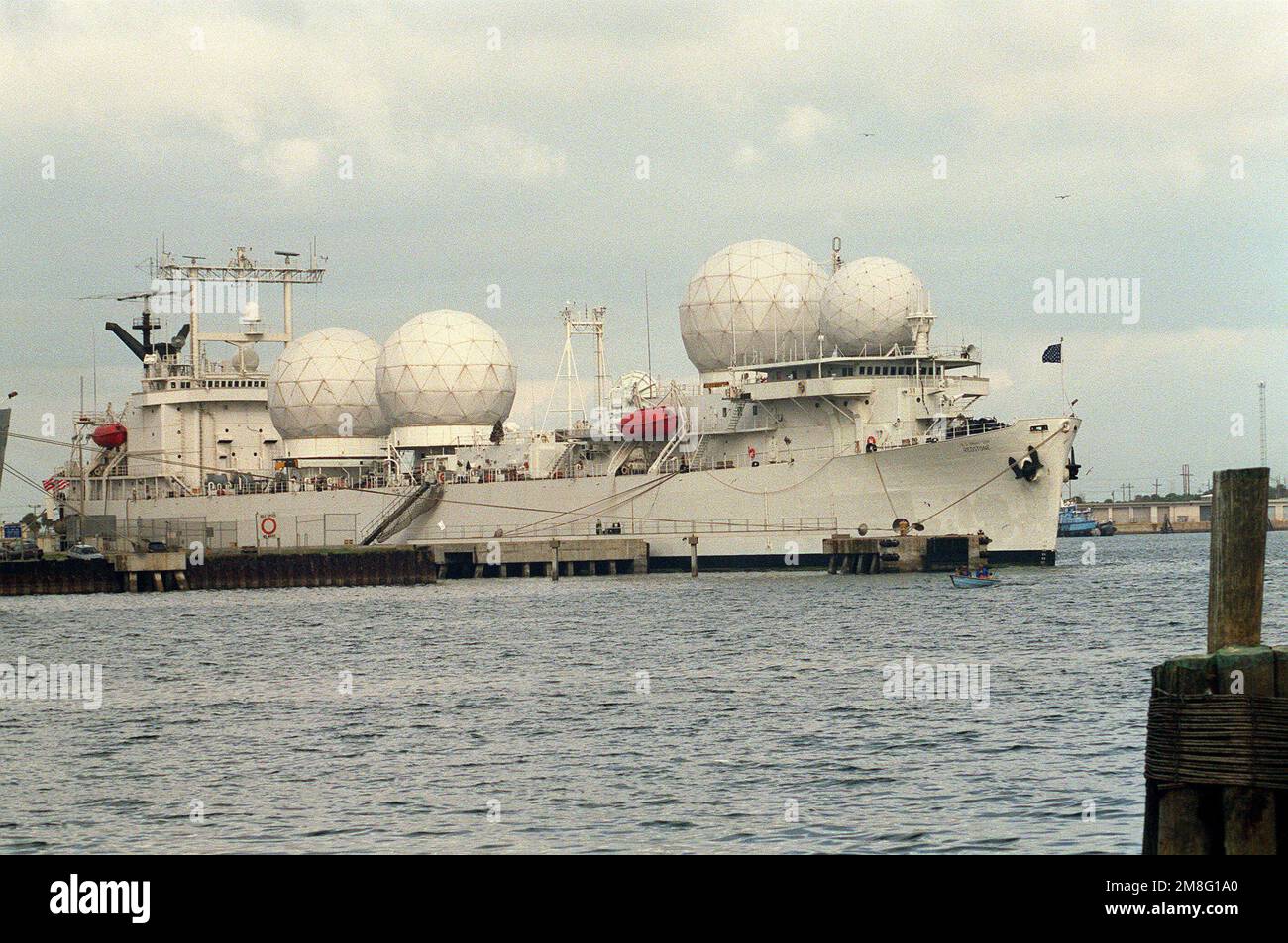 A starboard bow view of the Military Sealift Command missile range ...