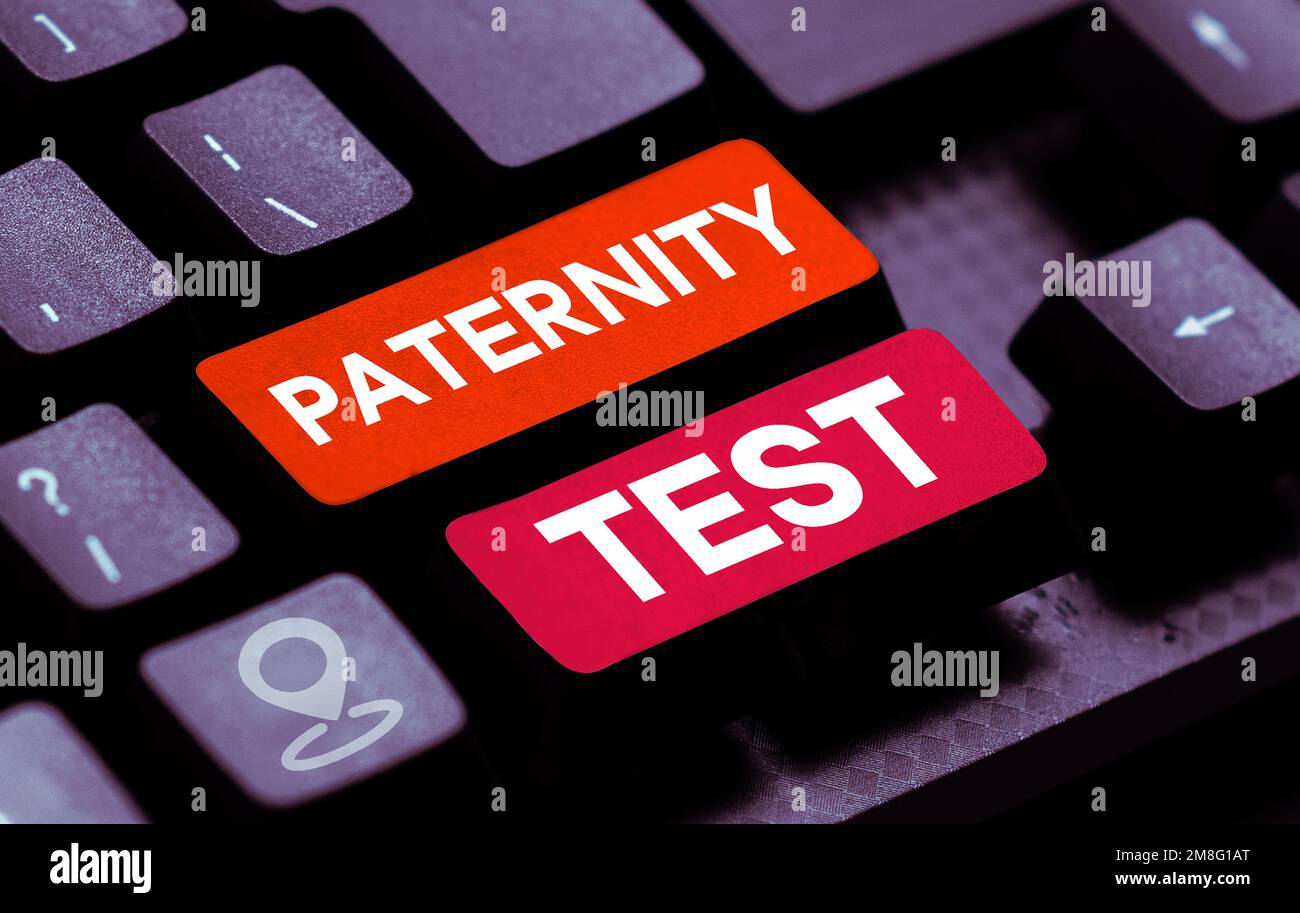 Text showing inspiration Paternity Test. Word Written on a test of DNA ...