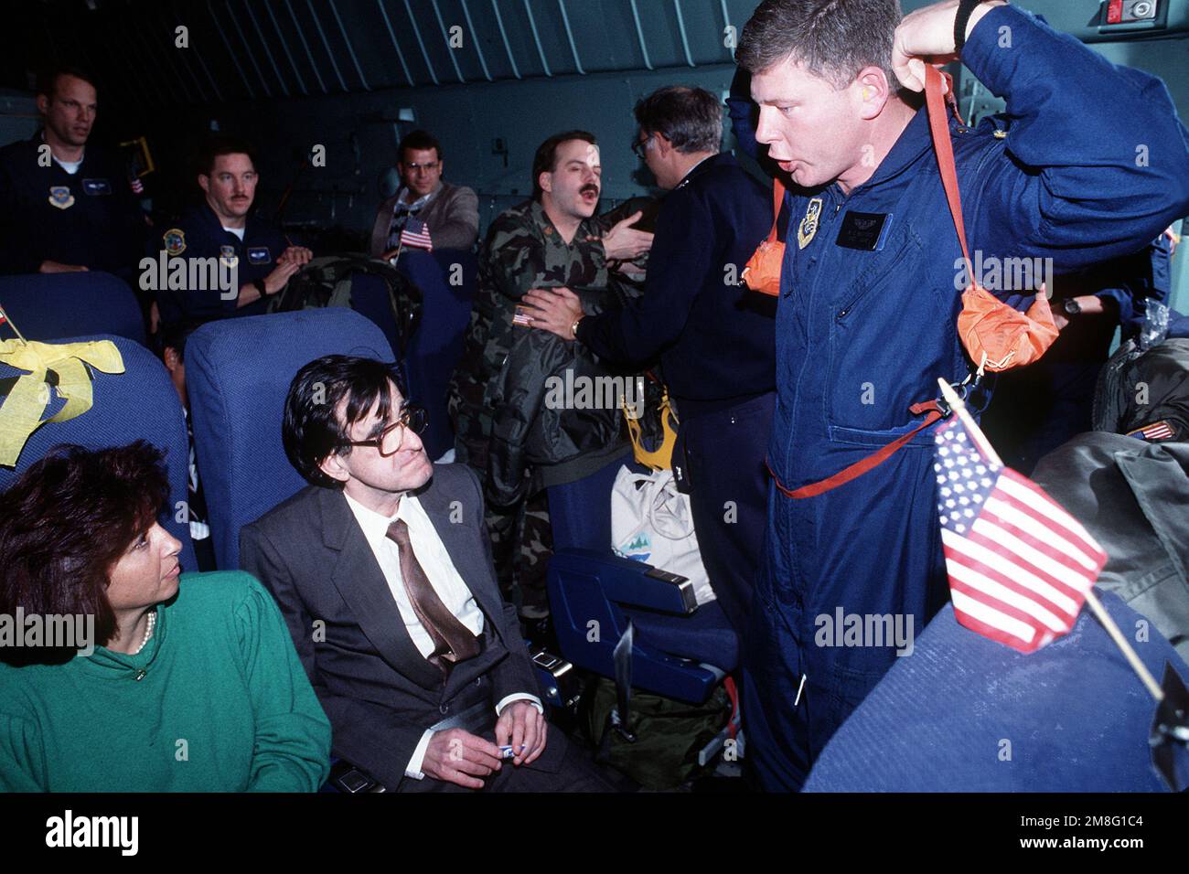 A member of the 2nd Aeromedical Evacuation Squadron shows freed ...