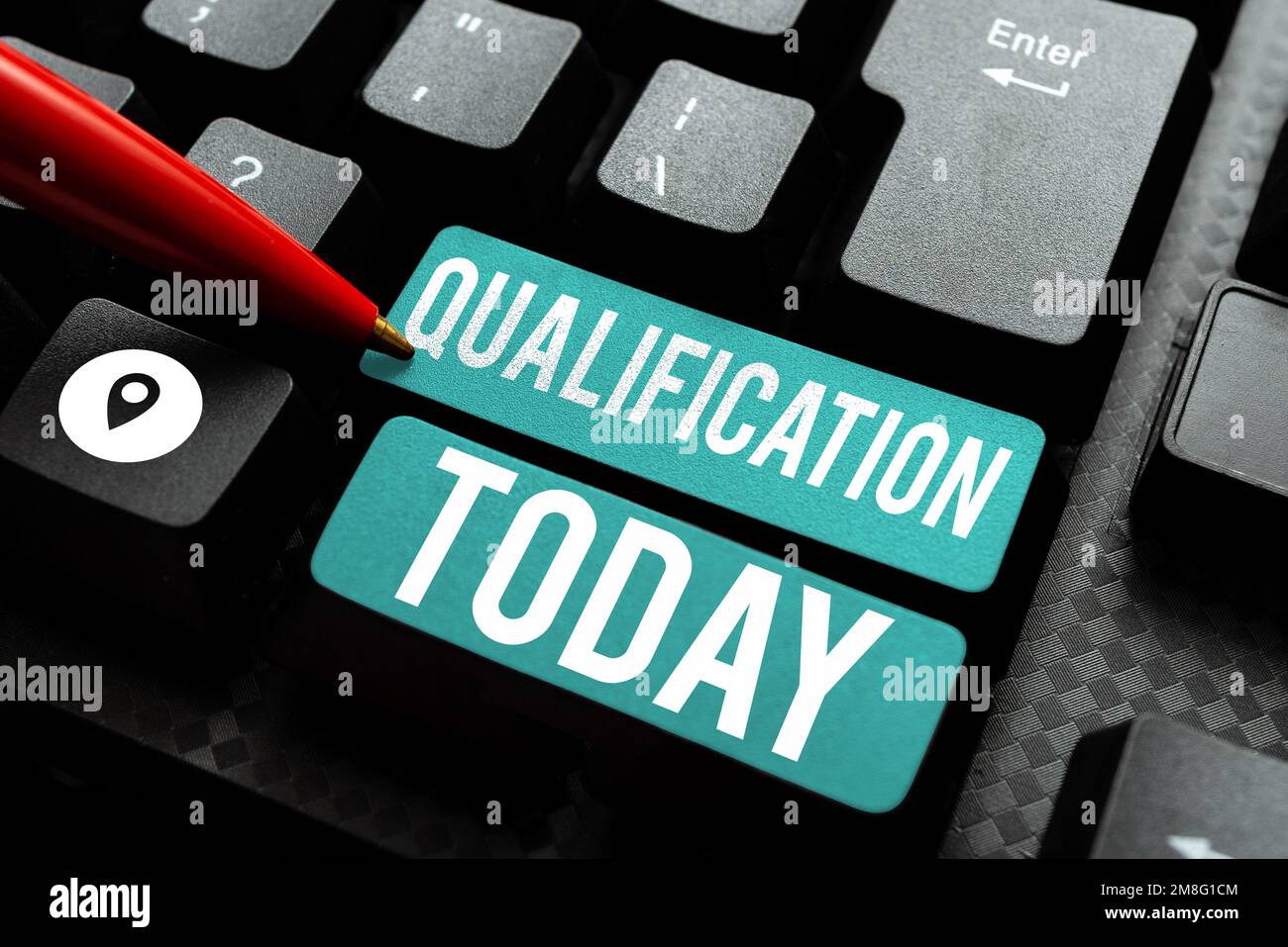 Text caption presenting Qualification. Business idea Officially ...