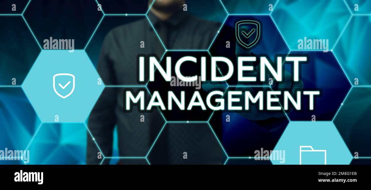 Hand Writing Sign Incident Management Business Showcase Process To Return Service To Normal