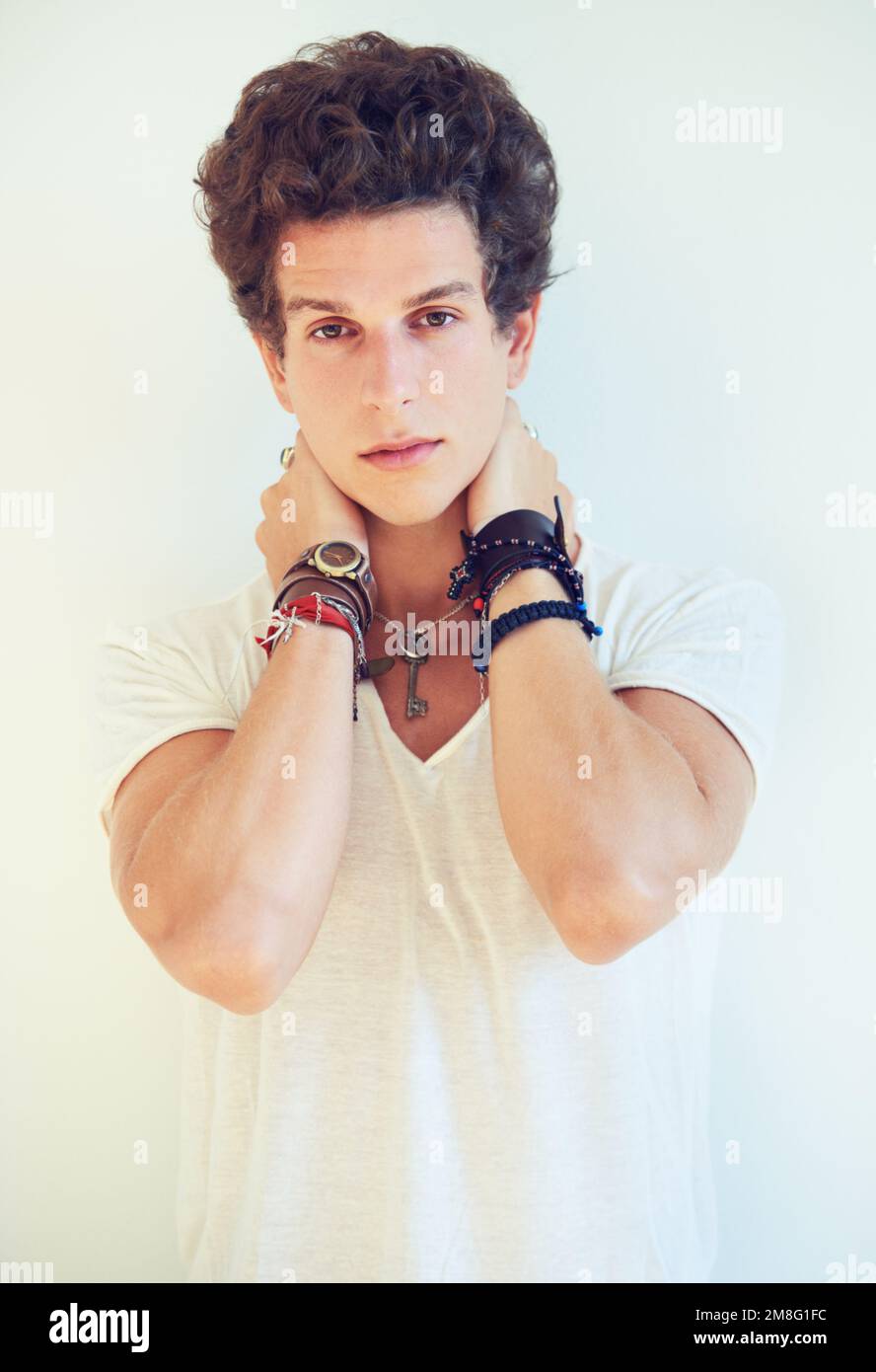 Not afraid to be himself. Studio portrait of a handsome young man ...
