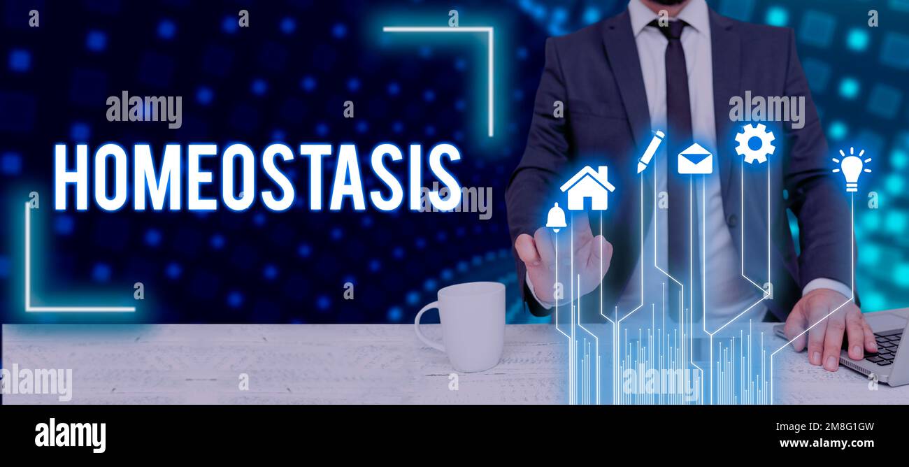 Sign displaying Homeostasis. Business approach the tendency toward a ...