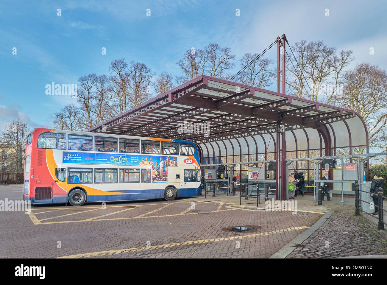 Double decker bus at the bus station and terminus, Parkers Piece ...