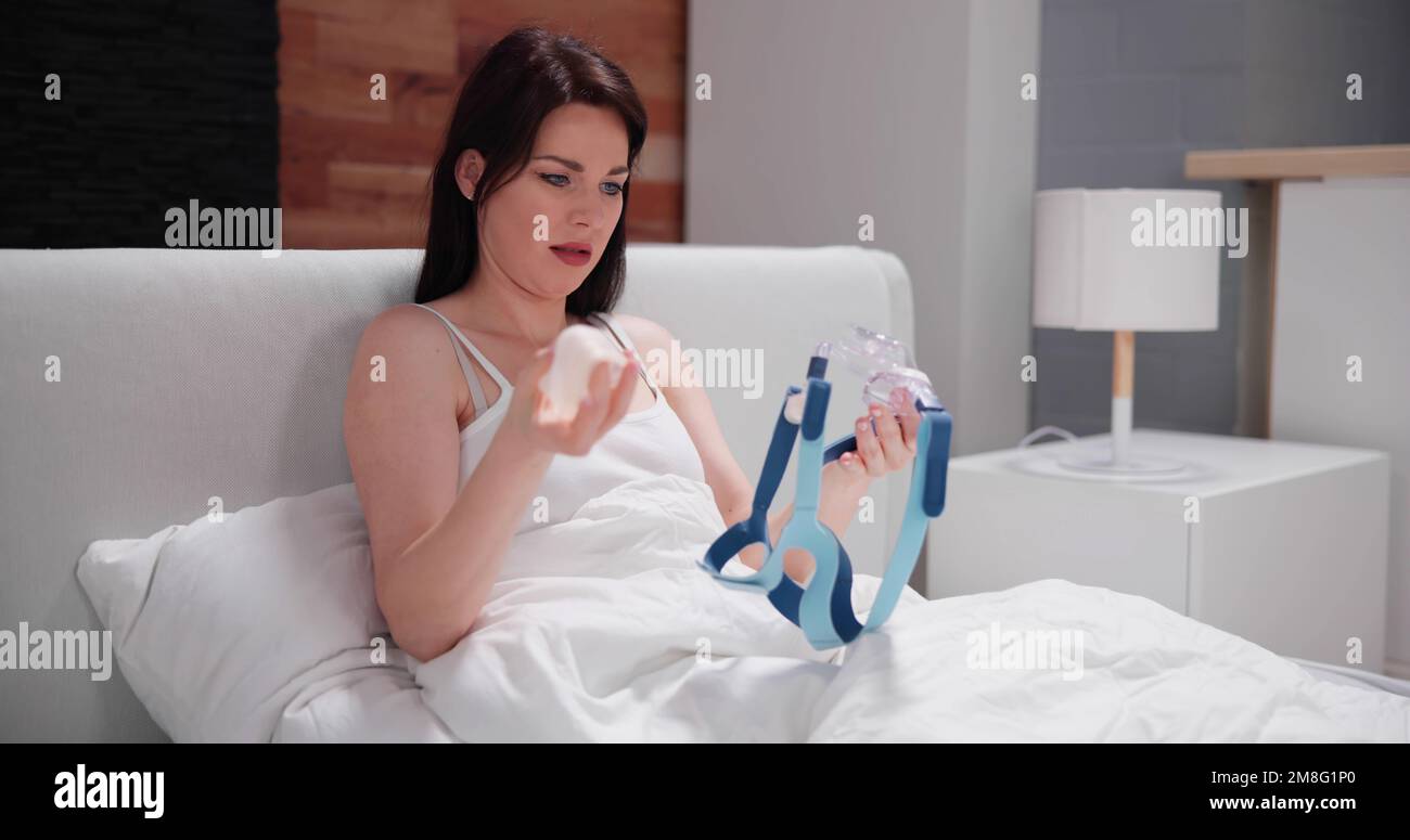 CPAP Machine Breath Mask For Sleep Apnea At Bed Stock Photo - Alamy
