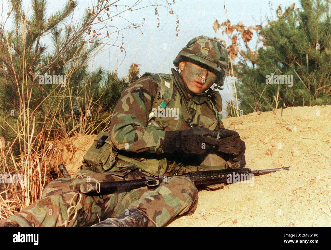 A Korean Soldier during a live fire training exercise at Typhoon Range ...