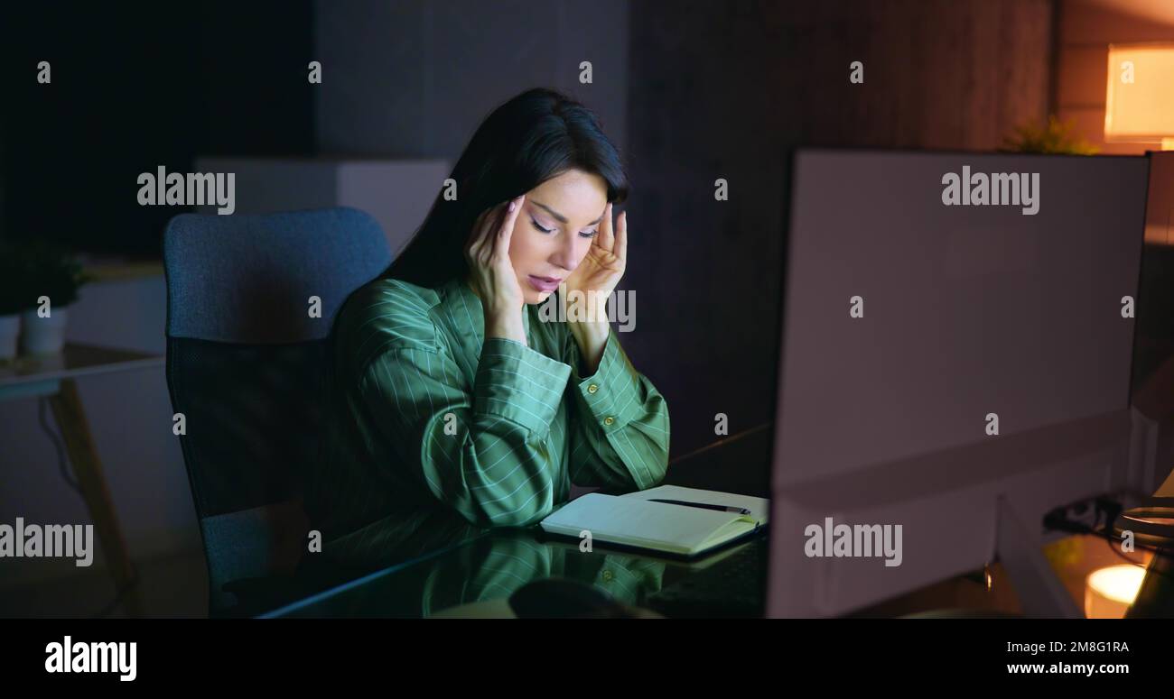 Frustrated Bored Female At Desk. Business Stress Stock Photo - Alamy