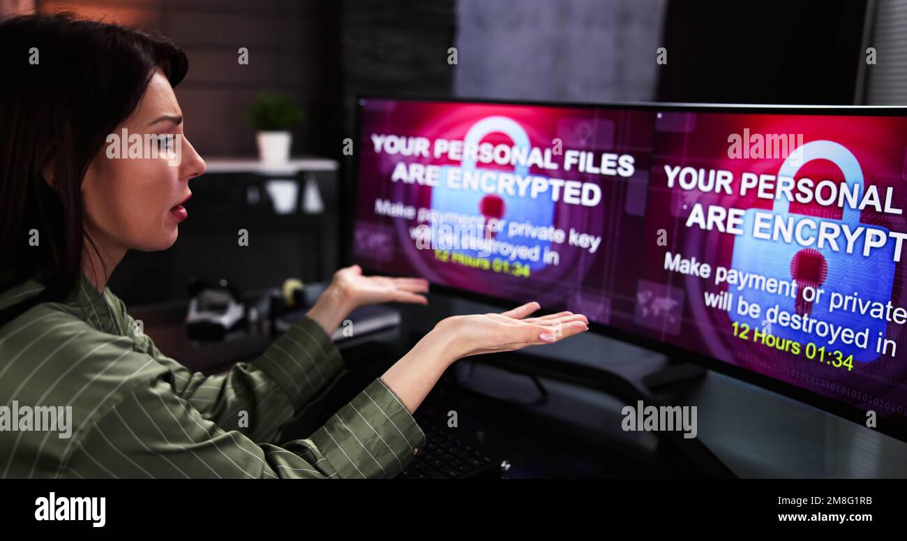 Ransomware Malware Breach. Hacked Computer. Ransom Attack Stock Photo ...