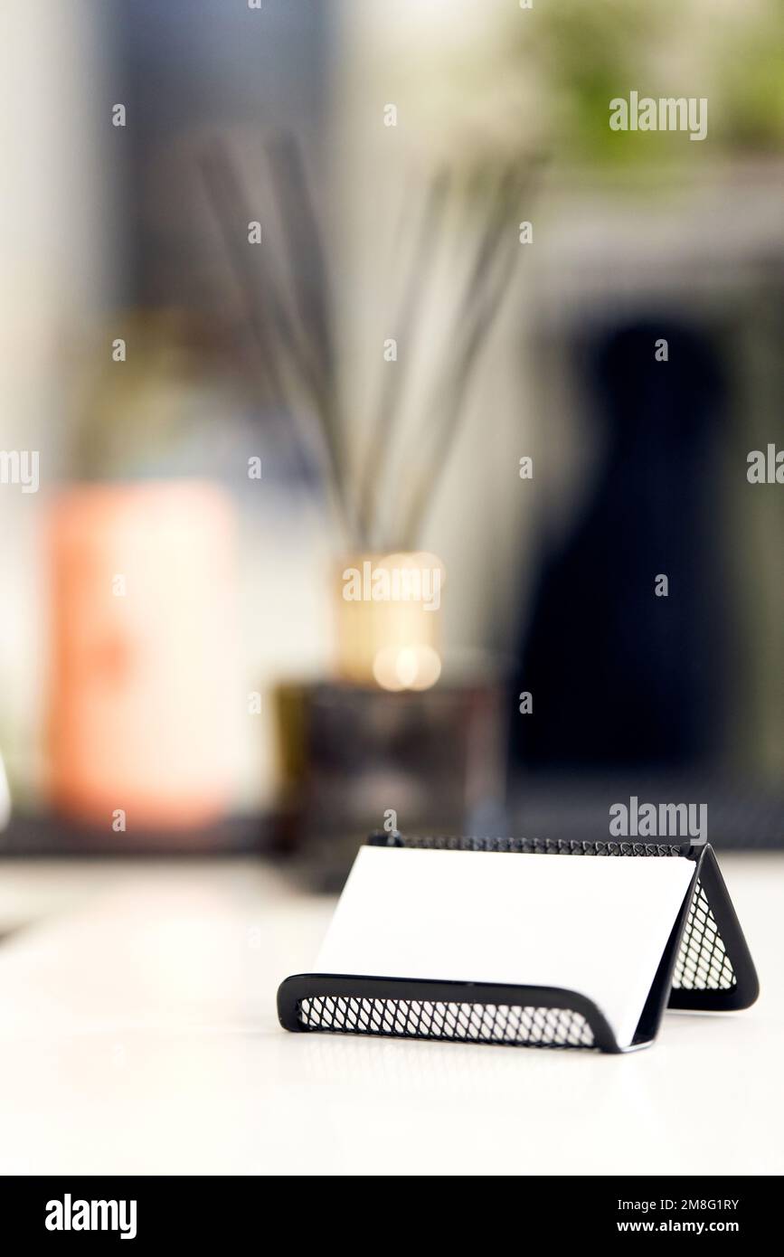 Business card holder with empty business card Stock Photo - Alamy