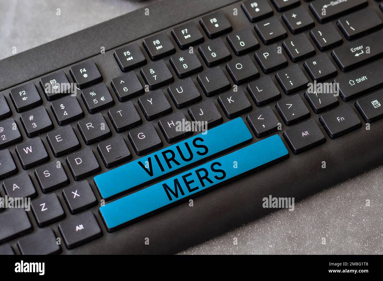 Hand writing sign Virus Mers, Word Written on viral respiratory illness that first reported in ...