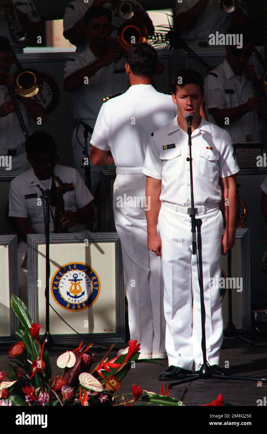 SA Norbert "Bert" Morgan of the U.S. Pacific Fleet Band sings the Navy ...