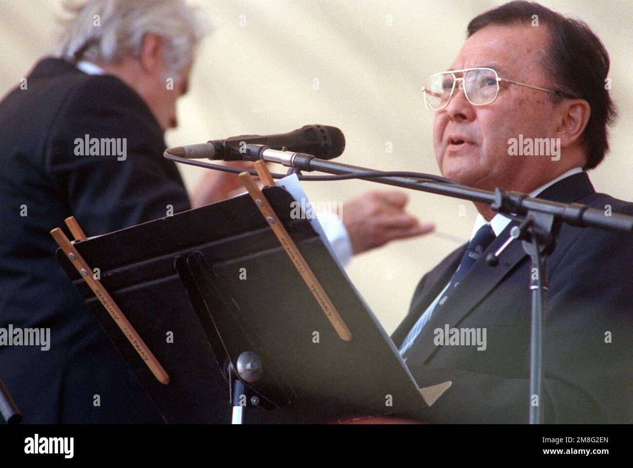 Sen. Daniel K. Inouye (D-Hawaii) takes part in an observance ...