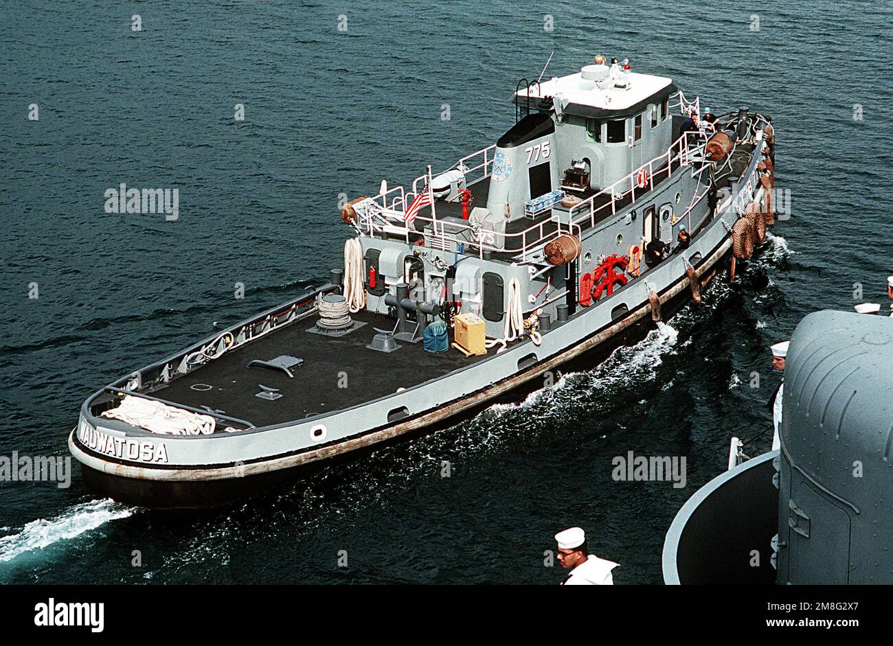A starboard quarter view of the large harbor tug WAUWATOSA (YTB-775 ...