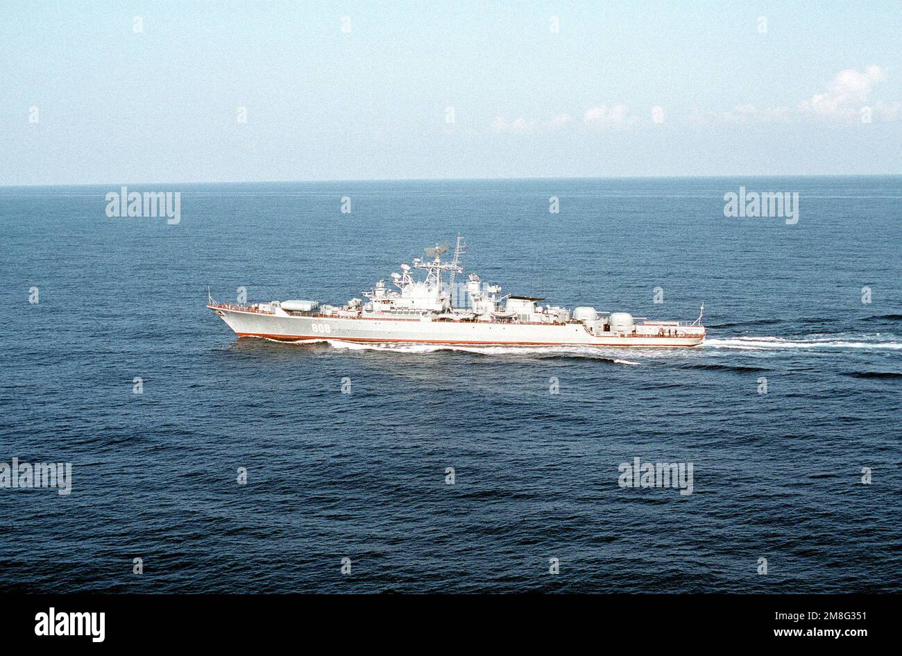 A port beam view of the Soviet Krivak II class guided missile frigate ...
