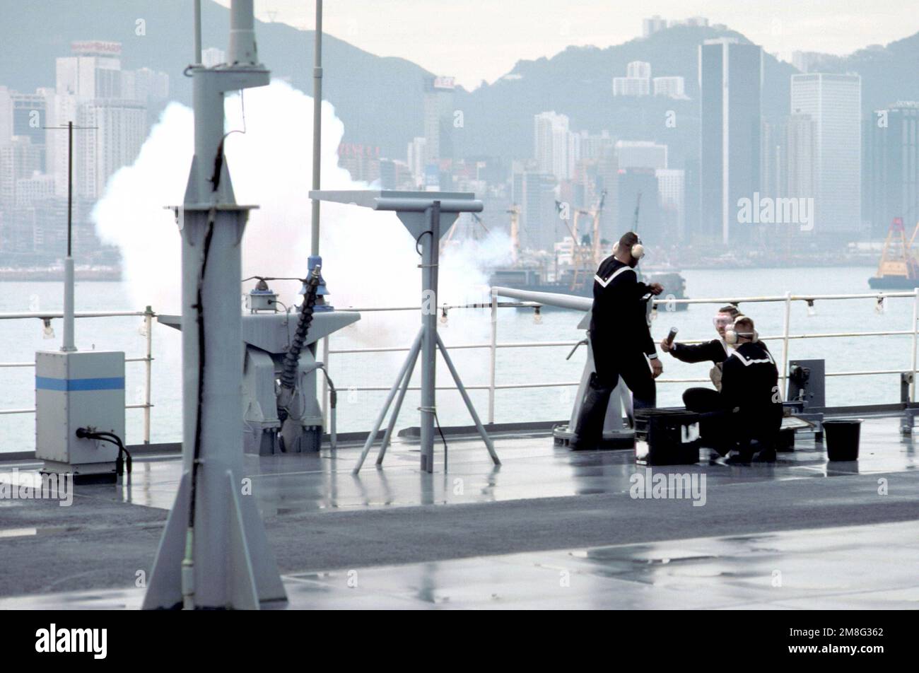 A crew member aboard the amphibious command ship USS BLUE RIDGE (LCC-19 ...