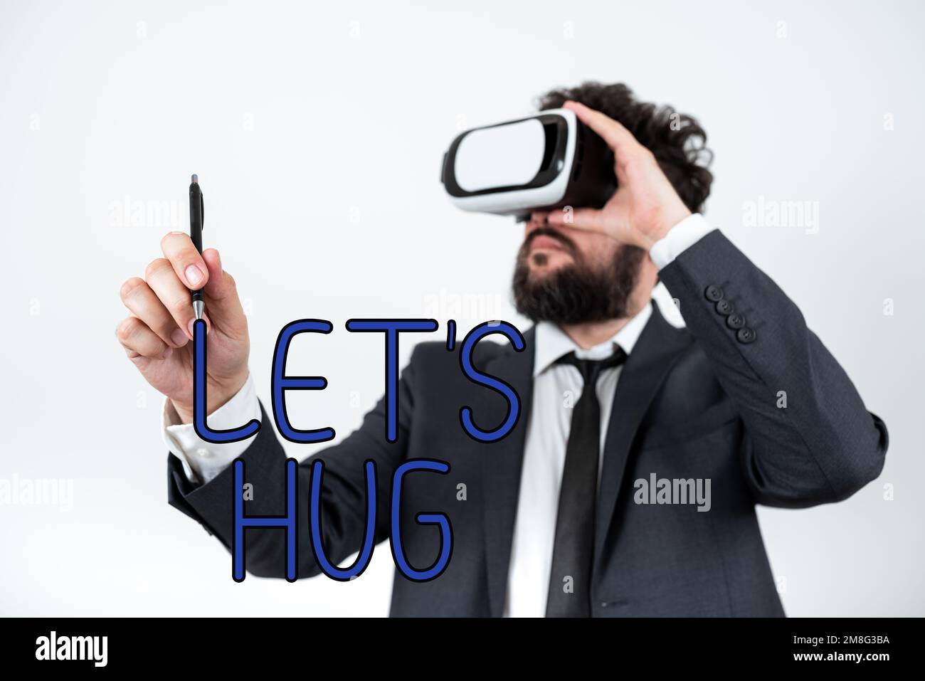 Hand writing sign Let's Hug. Concept meaning Cuddle between two lovers ...