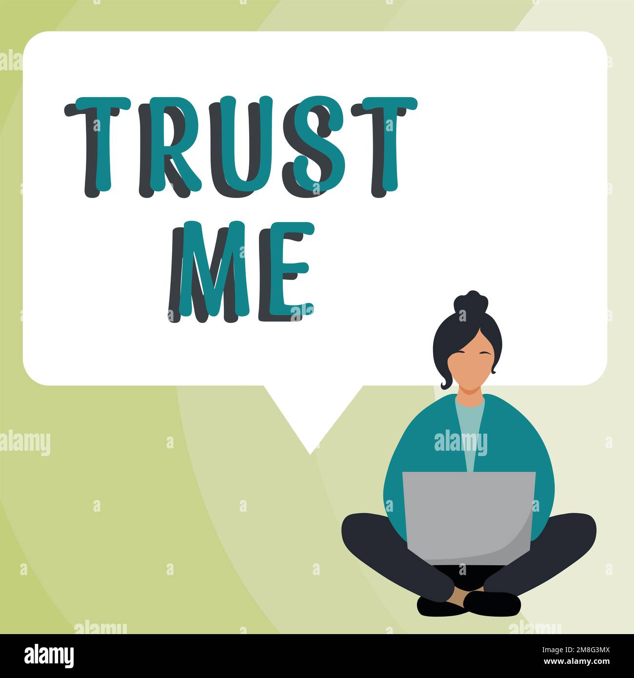 Text caption presenting Trust Me. Business overview Believe Have faith ...