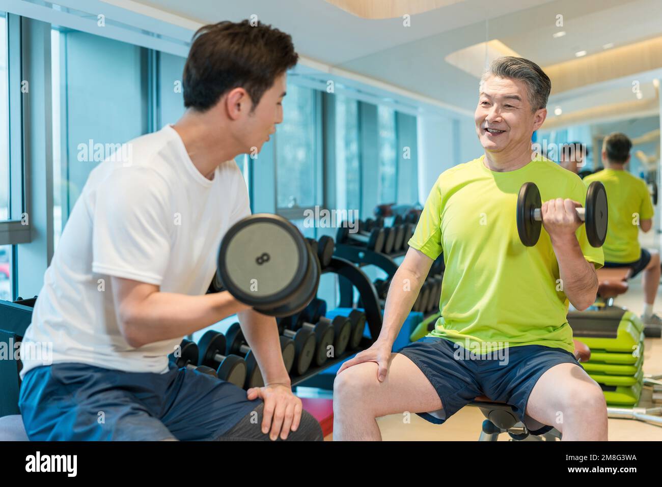 Father and son in the gym Stock Photo - Alamy