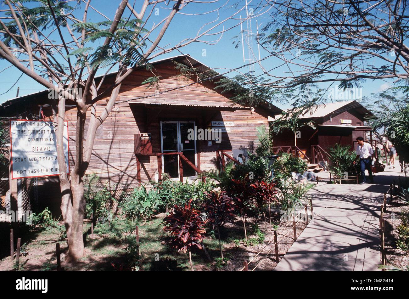 A "hootch" or hut serves as the base exchange. Base: Soto Cano Air Base ...