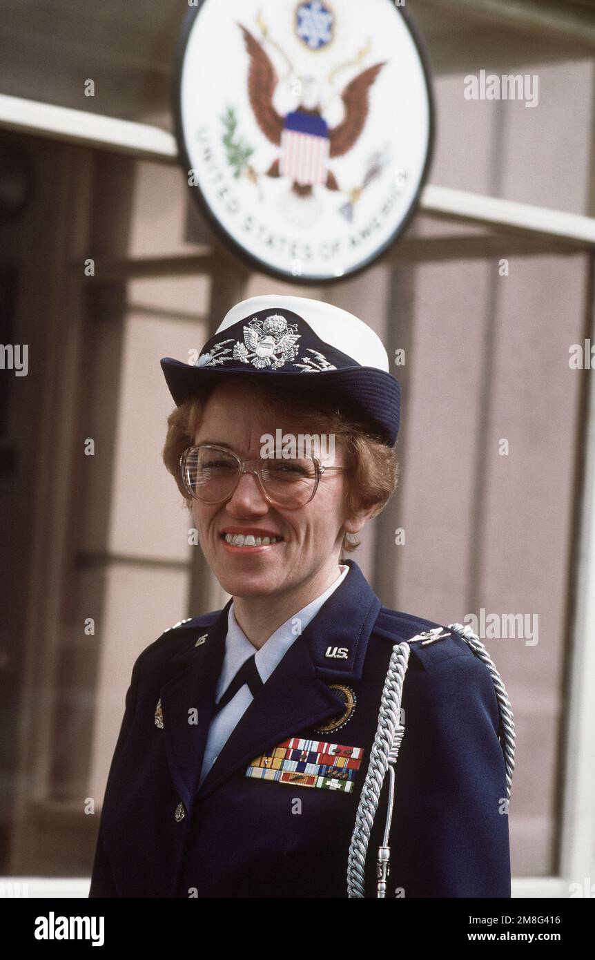COL Ruth Anderson, the U.S. defense and air attache to Hungary, poses ...