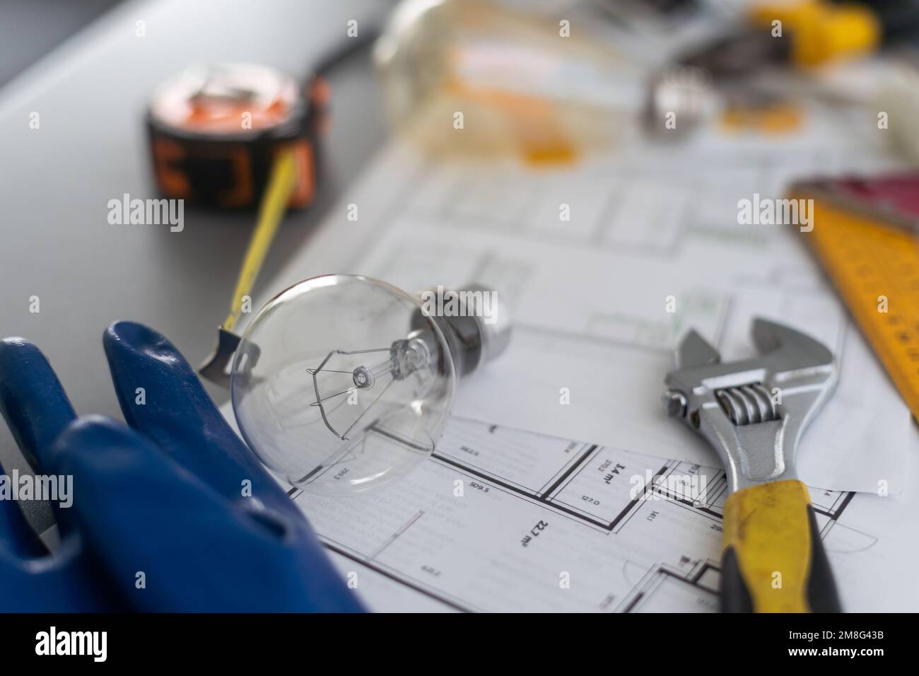 plan design sketchy and instruments Stock Photo - Alamy