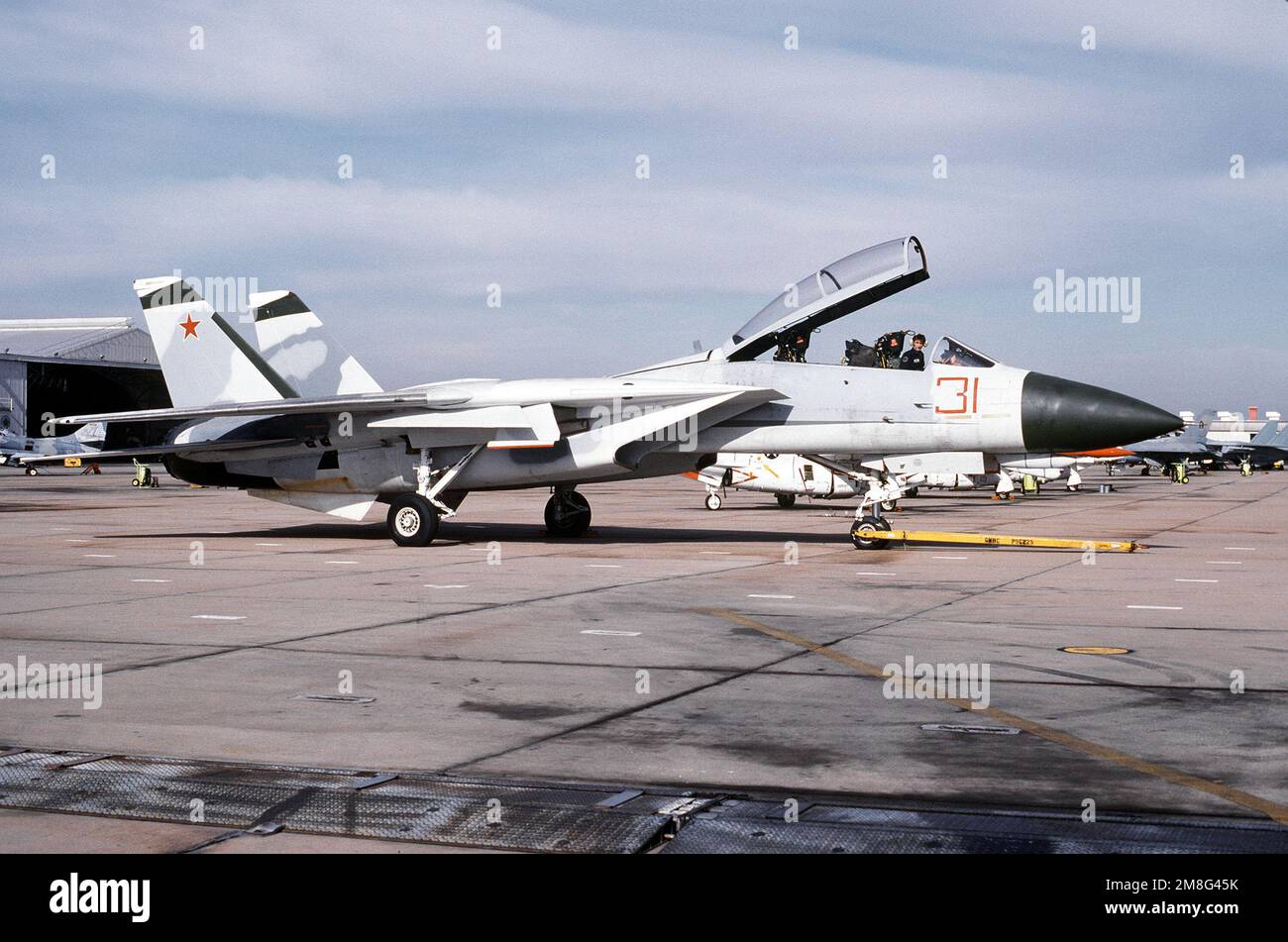 A right side view of an F-14A Tomcat aircraft of the Navy Fighter ...