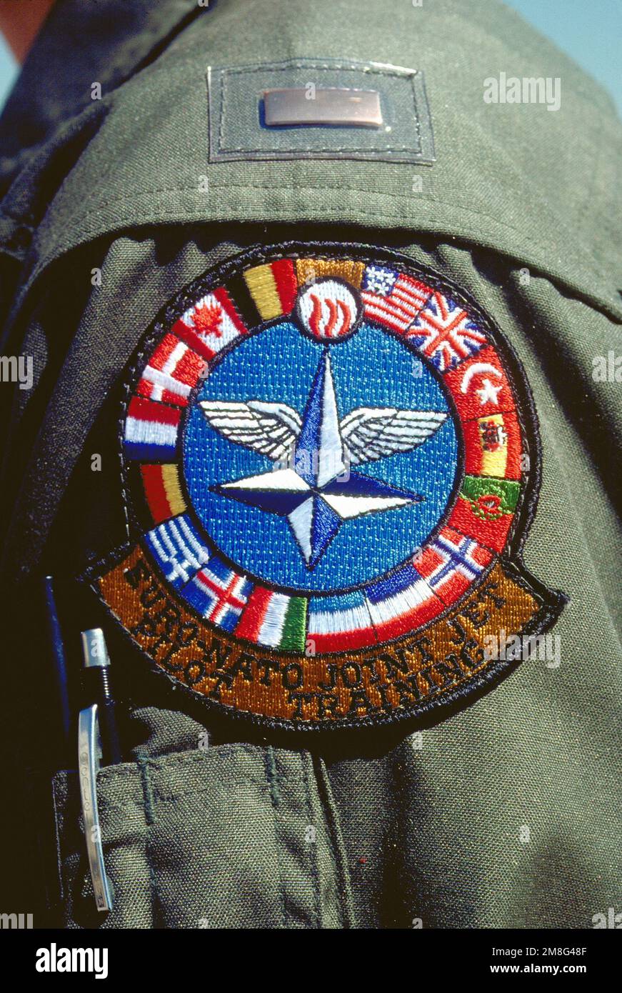 A close-up of the emblem worn by participants in the Euro-NATO Joint ...