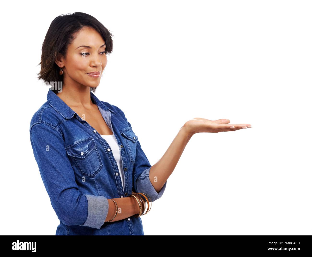 Mockup, fashion or black woman in studio with marketing, product ...