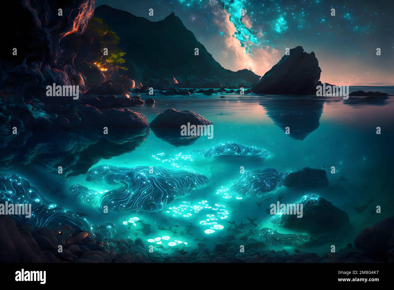 Bioluminescent plankton in water hi-res stock photography and images ...