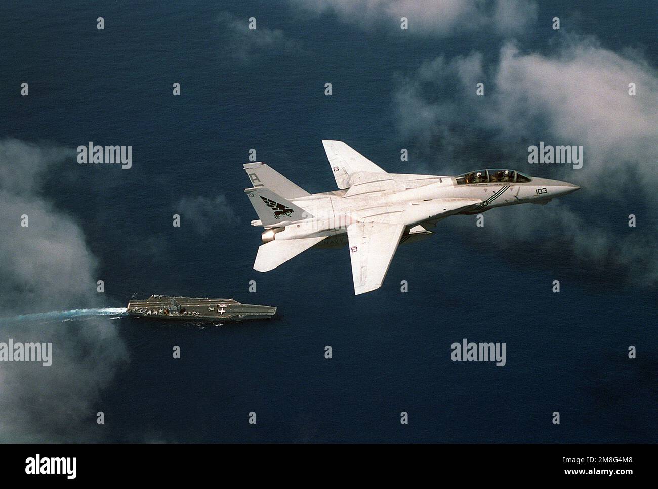 A right side overhead view of an F-14B Tomcat aircraft of Fighter ...