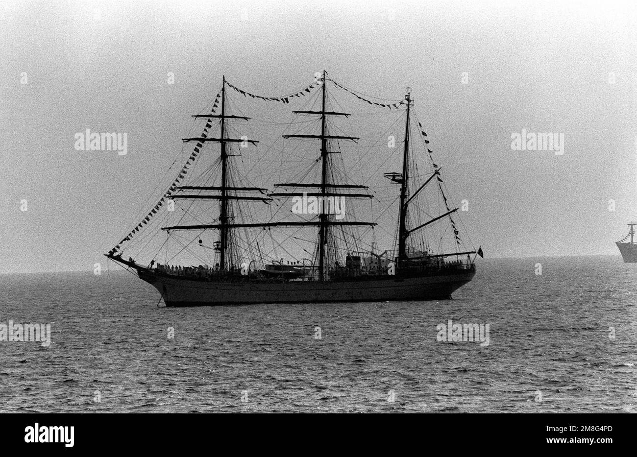A port beam view of the Romanian sail training ship MIRCEA. Country ...