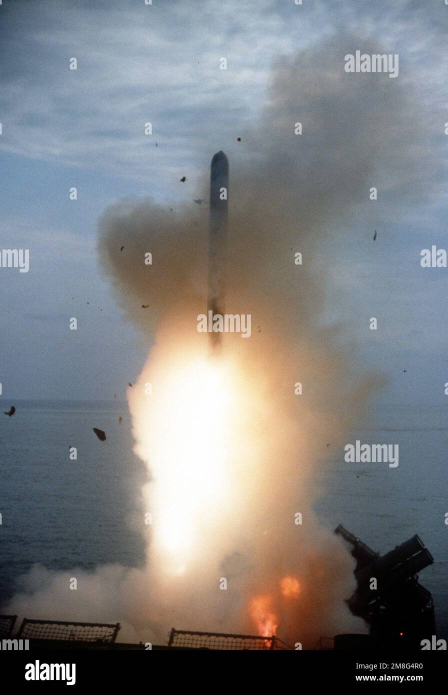 A BGM-109 Tomahawk Land-Attack Missile (TLAM) rises into the air after ...