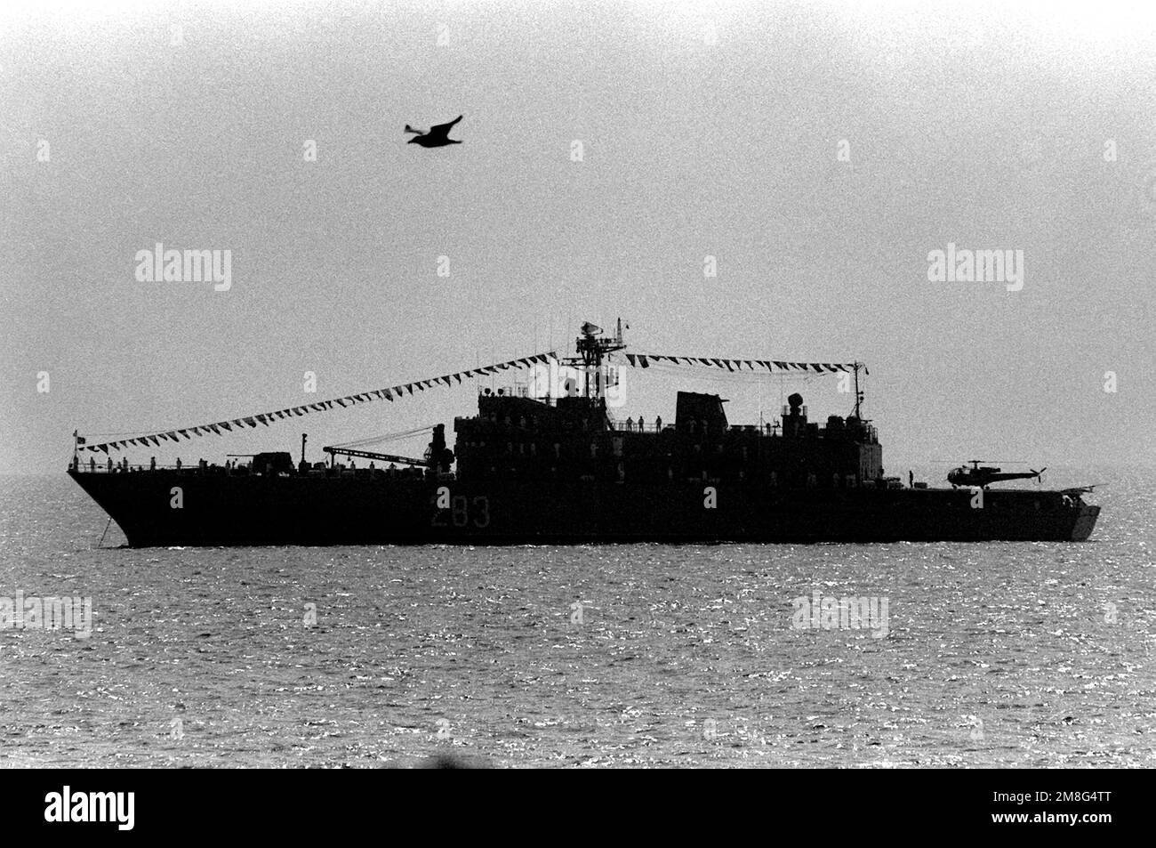 A port beam view of a Romanian navy Croitor class logistic support ship ...