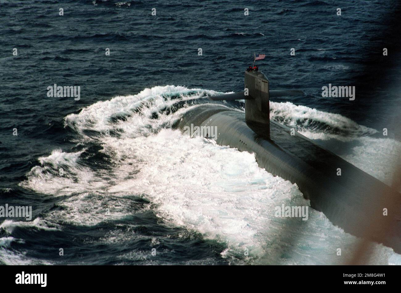 An aerial view showing the sail structure of the U.S. Navy's newest ...