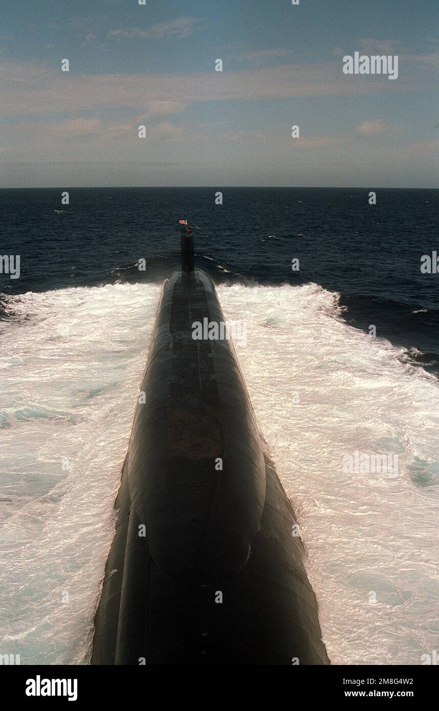 A stern-to-bow view of the U.S. Navy's newest nuclear-powered strategic ...