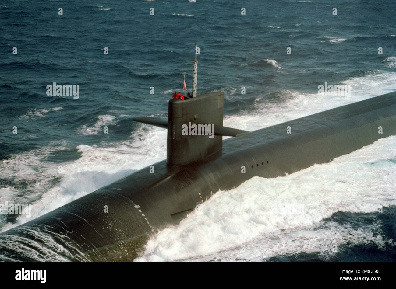 An aerial view showing the sail structure of the U.S. Navy's newest ...