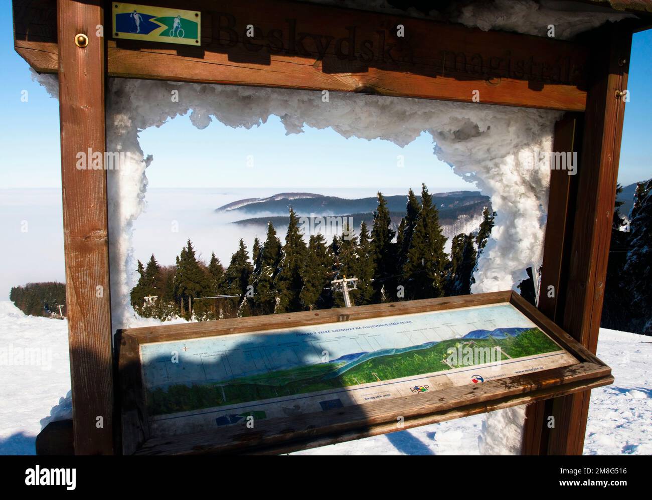 Ski slope at Pustevny in the Beskydy Mountains in Moravia in the Czech ...