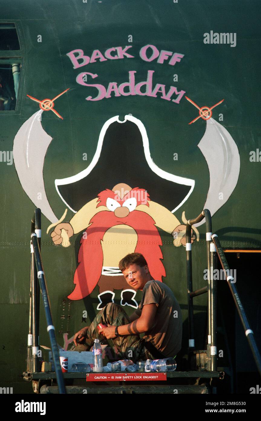 The cartoon character Yosemite Sam relays his message to Saddam Hussein ...