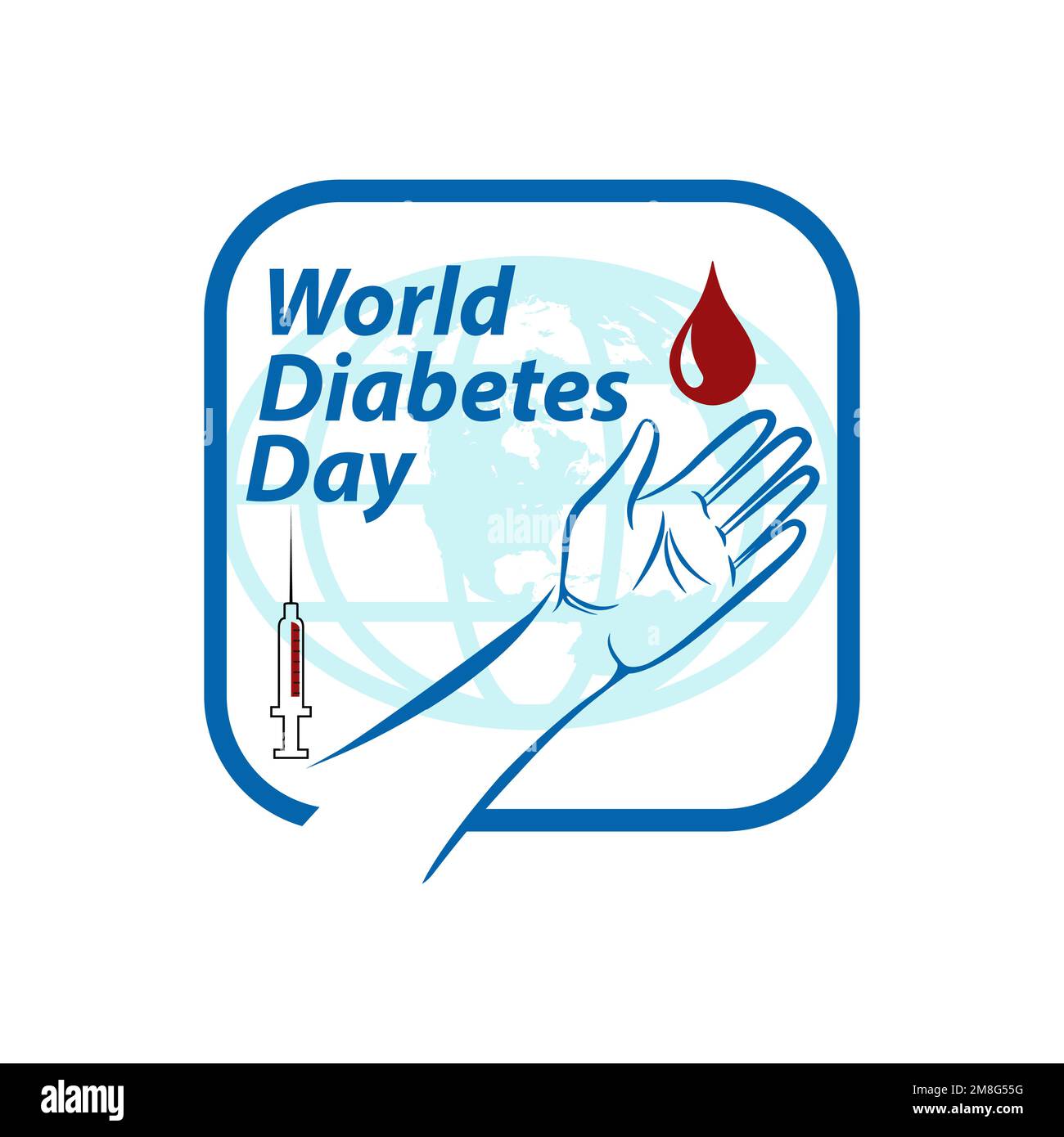 World diabetes day awareness poster blood drip symbol with blue circle ...