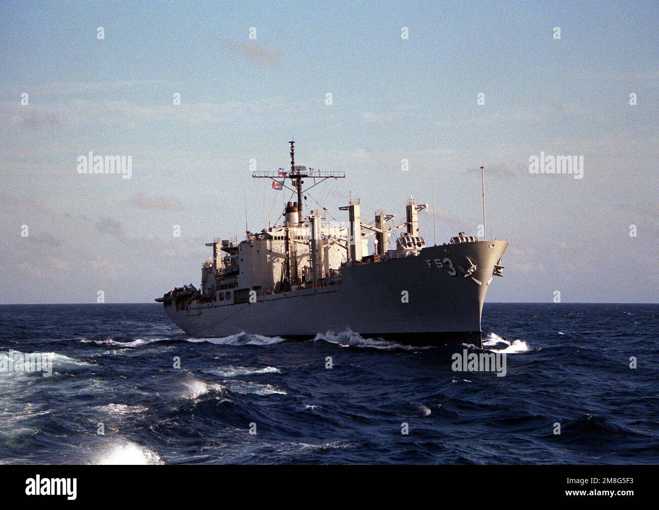 A starboard bow view of the combat stores ship USS NIAGARA FALLS (AFS-3 ...